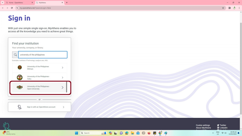 OpenAthens – UPOU Library
